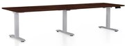 Výškově nastavitelný stůl OfficeTech Long, 260 x 80 cm, šedá podnož, wenge