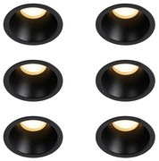 Sada 6 černých zapuštěných bodových svítidel GU10 35 mm IP44 - Dept