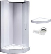 BPS-koupelny Pětiúhelníkový sprchový kout HYD-PK91A 80x80 chrom/transparent + vanička HYD-PSV-SXL07A bílá
