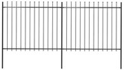 Zahradní plot s kopím nahoře ocelový 337 x 150 cm černý 277630