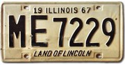 Americká SPZ Illinois 1967 Land of Lincoln ME 7229