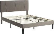 HOMCOM Dvoulůžkový Rám Postele, 140 x 190 cm, Postel pro 2 osoby, Kovový Rám, Nastavitelný Čelní Panel, s Lamelovým Roštem, Úložný Prostor pod Postelí