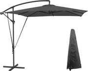 Outsunny Eccentric Parasol 247x247 cm Zahradní Slunečník s Křížovou Základnou, Nastavitelným Krytem, Klička a Ochranným Krytem proti UV 50+ pro Terasu