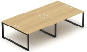 NABYTEK-DESIGNOVY.CZ - DEB212O - Kancelářský stůl EPIC (4.osoby), 240/280/320/360cm, kovová podnož O, dub/černá