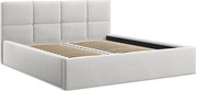 Světle šedá sametová čalouněná dvoulůžková postel s úložným prostorem s roštem 140x200 cm Hiko – Makamii