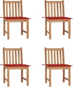 Zahradní židle 4 ks s poduškami masivní teak 3073094