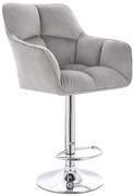 LuxuryForm DESIGN Barová židle AMALFI VELUR na stříbrné kulaté podstavě - světle šedá