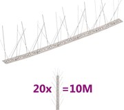 vidaXL 5řadové nerezové hroty proti ptákům a holubům sada 20 ks 10 m [149133]