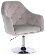 LuxuryForm DESIGN Otočné křeslo ANDORA VELUR na stříbrném talíři - světle šedé