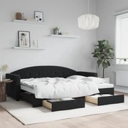 Válenda s přistýlkou a zásuvkami černá 80 x 200 cm samet 3197346