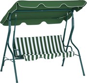 Outsunny Hollywood houpací lavice, 3-místná zahradní houpačka, houpačka s nastavitelným slunečníkem, ocelový rám, zelená 170 x 110 x 153 cm | Aosom