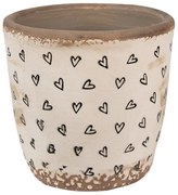 Béžový keramický obal na květináč se obrysy srdíček Ankie – 13x12 cm