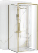 Rea Rapid Slide, 3-stěnný sprchový kout s posuvnými dveřmi 100(dveře) x 100(stěna) x 195 cm, 6mm čiré sklo, zlatý matný profil, KPL-04709