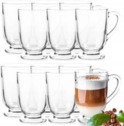 12 x Sklenice Na Kávu Latte Čaj 300 ml Sklenice Komplet S Uchem