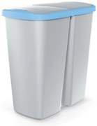 Odpadkový koš DUO šedý, 45 l, modrá / šedá
