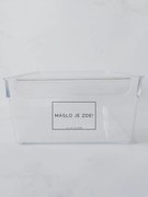MÁSLO JE ZDE! - Samolepka s rámečkem na dózy do lednice, 6 x 4 cm