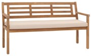 Zahradní lavička HWC-N47, 82x145x59 cm, akáciové dřevo - krémovo-béžový polštář