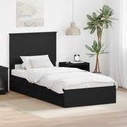 Postel s úložným prostorem Černá 90 x 190 cm Kompozitní dřevo 3409588