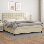 Box spring postel s matrací krémová 200x200 cm umělá kůže 3142865