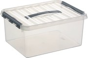 Box s víkem Q-Line, 40 × 30 × 18 cm, 15 l, transparentní