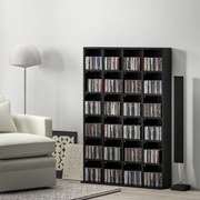 HOMCOM Knihovna na CD a DVD, Multimedia Skříň se 24 Přihrádkami, max. Kapacita 480 CD/312 DVD, Dřevěná Knihovna s Nastavitelnými Policemi, 89 x 20 x 1
