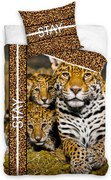 Carbotex Bavlněné povlečení 160x200 Leopardí Afrika povlak na polštář 70x80