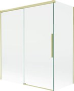 Mexen Rox, 2-křídlová posuvná vanová zástěna 140 + 70 x 150 cm, 8mm čiré sklo, zlatý matný profil, 8C9-140-070-55-00