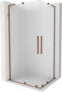 Mexen Velar L Duo, sprchový kout s posuvnými dveřmi 100 x 90 cm, 8mm sklo námraza, růžové zlato, 871-100-090-02-33-60