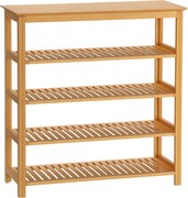 HOMCOM Botník, Stojan na boty s 5 úrovněmi, Organizér pro max. 20 párů bot, Police na boty pro předsíň, Chodbu, Bambus, 80 x 29 x 82 cm, Přírodní | Ao
