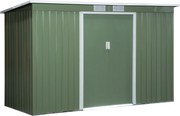 Kůlna Outsunny, zahradní kůlna, kůlna na nářadí s posuvnými dveřmi, větrací okno, jednoplášťová střecha, venkovní, ocel, světle zelená, 280 x 130 x 1…
