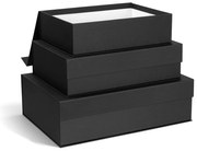 Tmavě šedé kartonové úložné boxy v sadě 3 ks s víkem 42,5x29,5x13 cm Kian Paper Laminate – Bigso