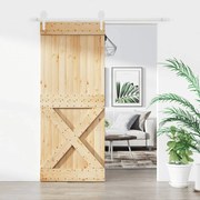 Posuvné Dveře S Kováním 85 X 210 Cm Masivní Borové Dřevo Vzor Šedá Kostka