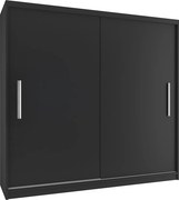 Šatní skříň 200cm Belini černý mat s posuvnými dveřmi SI SZP1/2/B/B/0/AL