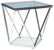 Konferenční stolek Silver B III 50 x 50 cm, čirá / stříbrná