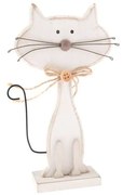 Bílá dřevěná dekorace ve tvaru kočky Dakls Cats, výška 18 cm