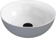 Polysan Banera - Umyvadlo na desku, průměr 39 cm, bez přepadu, bez otvoru pro baterii, matná šedá/bílá 14337.32