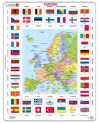 Larsen Vzdělávací puzzle Evropa Mapa a vlajky 70 dílků