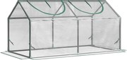 Zeleninový skleník Outsunny s oknem, PE síťoví fólií, ocelová konstrukce pro balkon, zahradu, skleník pro rajčata 120x60x60cm | Aosom