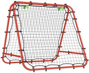 HOMCOM fotbalový odbíječ odrazová branka odrazová stěna síť oboustranný odraz nastavitelný v 5 úrovních pro fotbalový trénink ocelová červená 100 x 9…