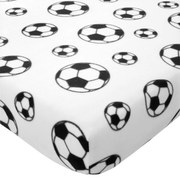 Bílé napínací fleecové dětské prostěradlo do postýlky 70x140 cm Football – Catherine Lansfield
