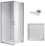 BPS-koupelny Čtvercový sprchový kout HYD-SK93C 100x100 chrom/transparent + vanička HYD-SSV-SXL02C bílá
