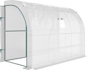 Outsunny skleník s oknem s policemi, zimní skleník z ocelové fólie, nástěnný skleník na balkon, zahrada, rajčatový skleník 300x150x213cm rajčatový sk…