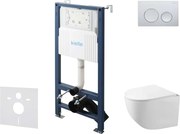 kielle Genesis New - Set předstěnové instalace, kompaktního klozetu Gaia, Rimless, sedátka softclose a tlačítka Gemini New I, lesklý chrom 30528SS83