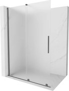 Mexen Velar, sprchová zástěna s posuvnými dveřmi Walk-in 130 x 200 cm, 8mm sklo námraza, broušený grafit, 871-130-000-33-95