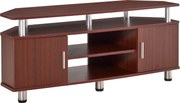 HOMCOM Klasická TV stojan do obývacího pokoje se 2 policemi a 2 skříňkami, MDF a nerezová ocel, hnědá, 120x39,5x52cm | Aosom