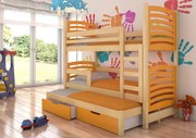 ADRK Furniture Patrová postel pro tři osoby s matracemi SORIA