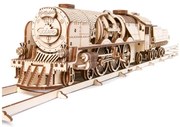 Ugears - 3D dřevěné mechanické puzzle V-Express parní lokomotiva s tendrem