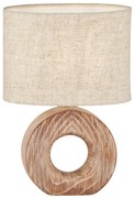 Hnědo-béžová keramická stolní lampa s textilním stínidlem (výška 31 cm) Hanke – Fischer & Honsel