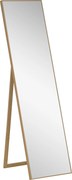 HOMCOM Stojací zrcadlo s dřevěnou strukturou Zrcadlo v plné délce Toaletní zrcadlo Make-up zrcadlo Stříbrná světle hnědá 40 x 35 x 147 cm do ložnice …
