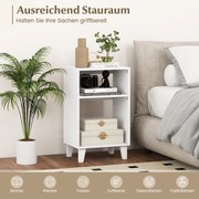 Costway 3patrový noční stolek s policemi a nohami – 39,5 × 29,5 × 65 cm, bílý